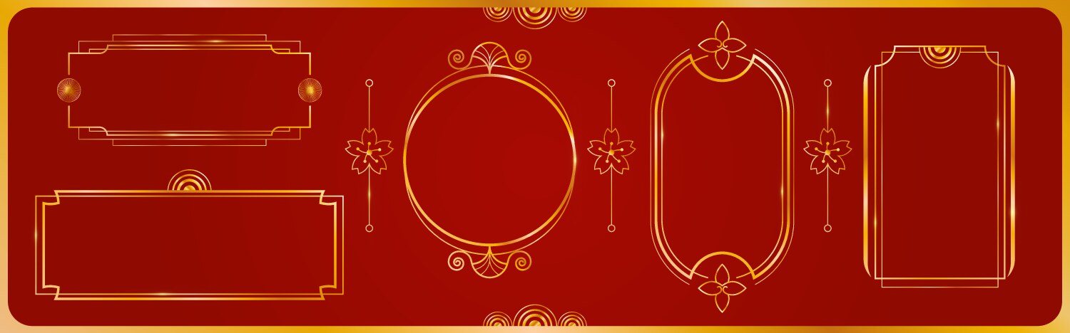 Chinese frames asian golden decorative elements Vector Image