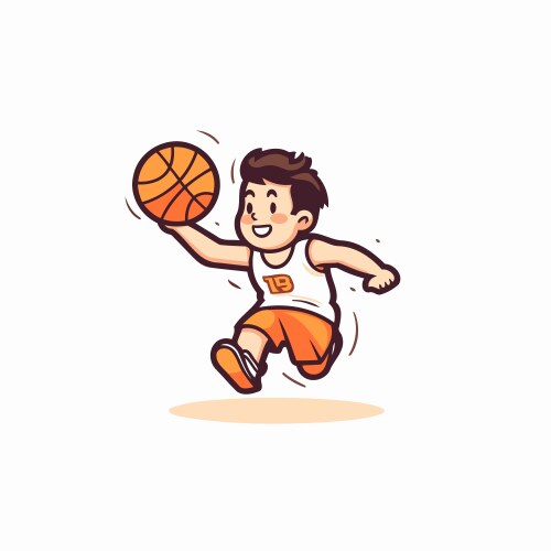 Basketball player running with ball in cartoon Vector Image