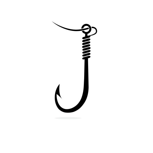 Fishing hook line art isolated white background Vector Image