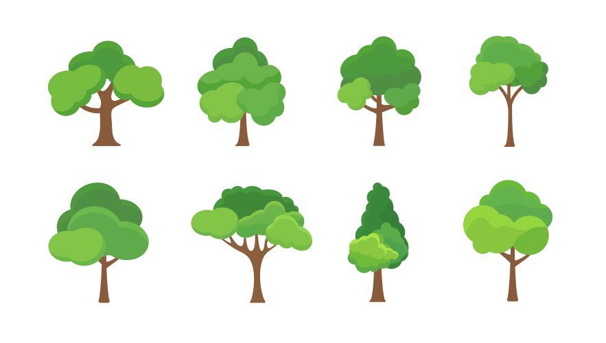 Cartoon isolated forest and garden trees Vector Image