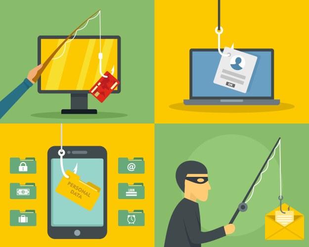 Phishing scam hacker attack Royalty Free Vector Image