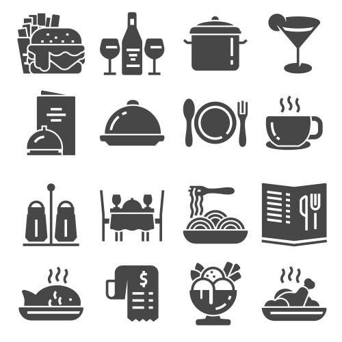 Food icon set on white background Royalty Free Vector Image