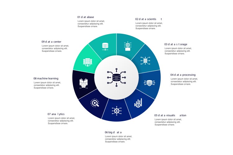Big Data Infographic 10 Steps Concept Database Vector Image
