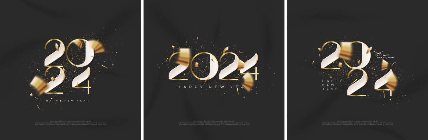 2024 number with golden numerals and a blend Vector Image