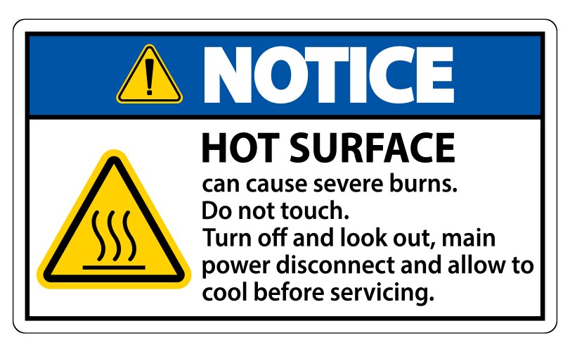 Hot surface sign on white background Royalty Free Vector