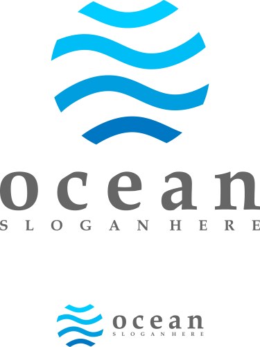 Ocean wave logo template creative water Royalty Free Vector
