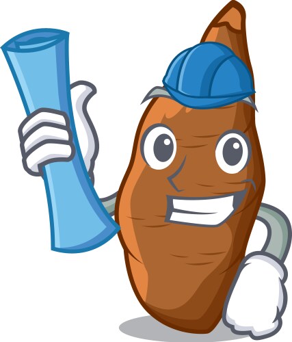 Thumbs up cassava root on the plate cartoon Vector Image