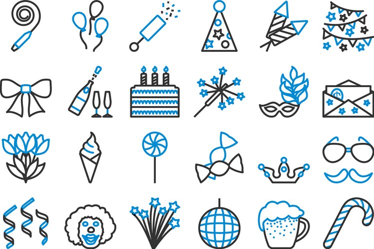 Celebration icon set Royalty Free Vector Image