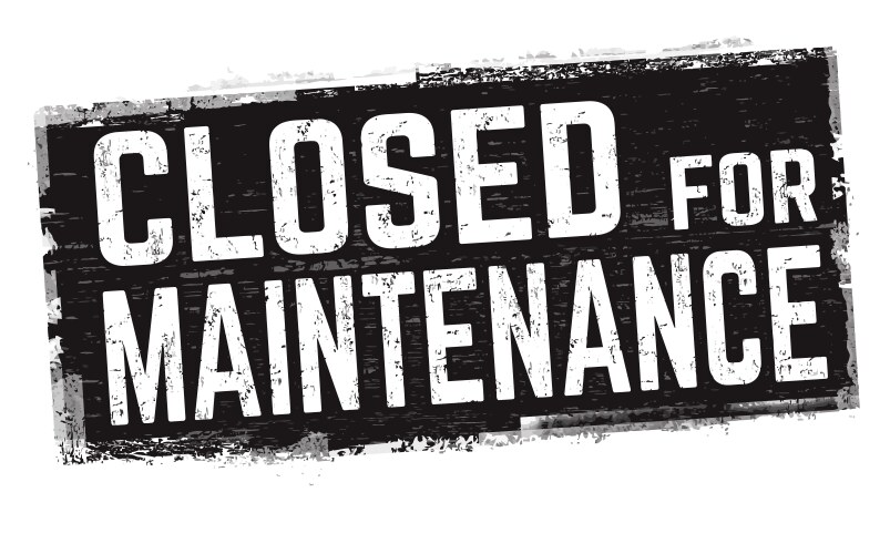 Closed for maintenance sign or stamp Royalty Free Vector