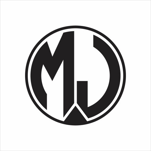 Mj logo monogram with shield shape isolated blue Vector Image