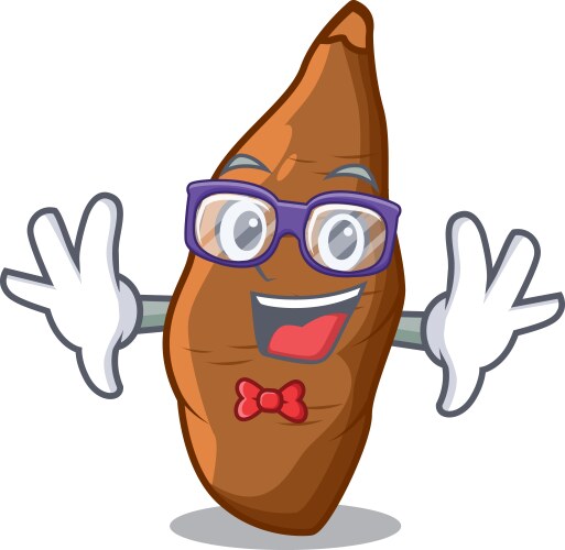 Thumbs up cassava root on the plate cartoon Vector Image