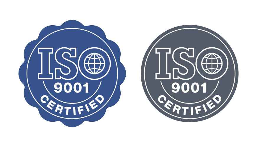 Iso 9001 certified - quality standard seal Vector Image