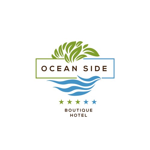 Hotel resort beach travel logo Royalty Free Vector Image