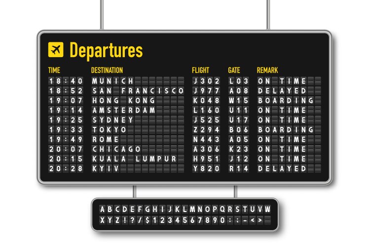 Airport departure board Royalty Free Vector Image
