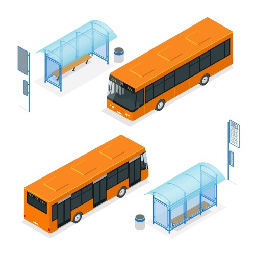Isometric bus station terminal Royalty Free Vector Image