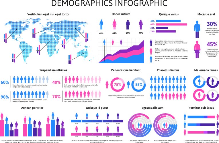 Aging population infographic Royalty Free Vector Image