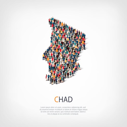 Editable template map chad with marks Royalty Free Vector