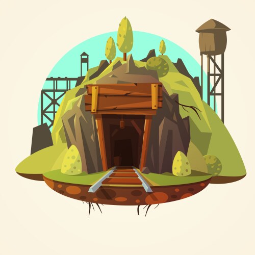 Cartoon mine entrance Royalty Free Vector Image