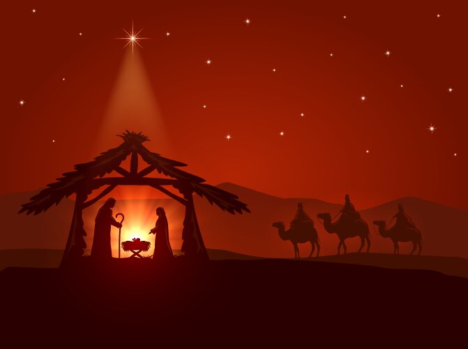 Christian christmas background with birth Vector Image
