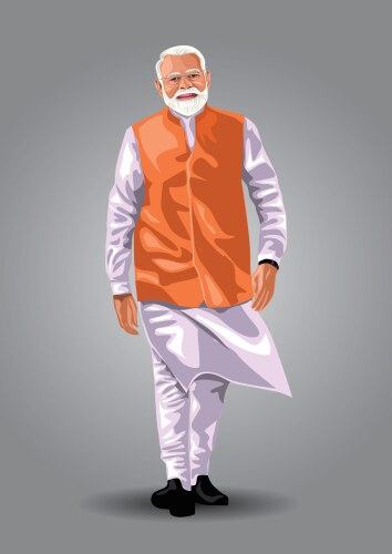 Indian prime minister narendra modi walking full Vector Image