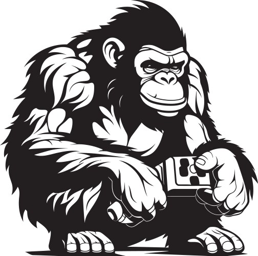 Gamepad gladiator mighty ape controller emblem Vector Image
