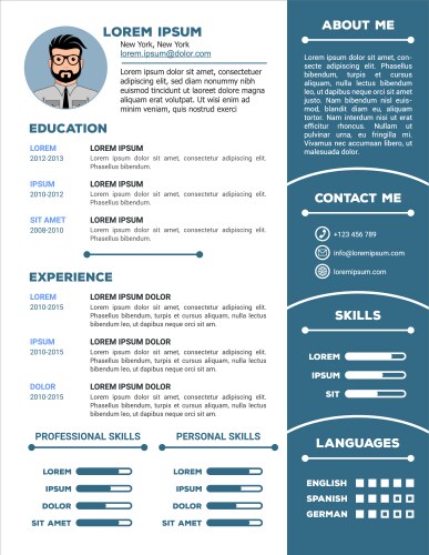 Resume and cv template with nice design Royalty Free Vector