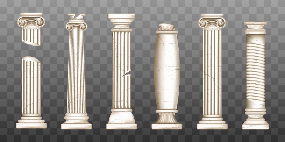 Realistic ancient ruins set Royalty Free Vector Image