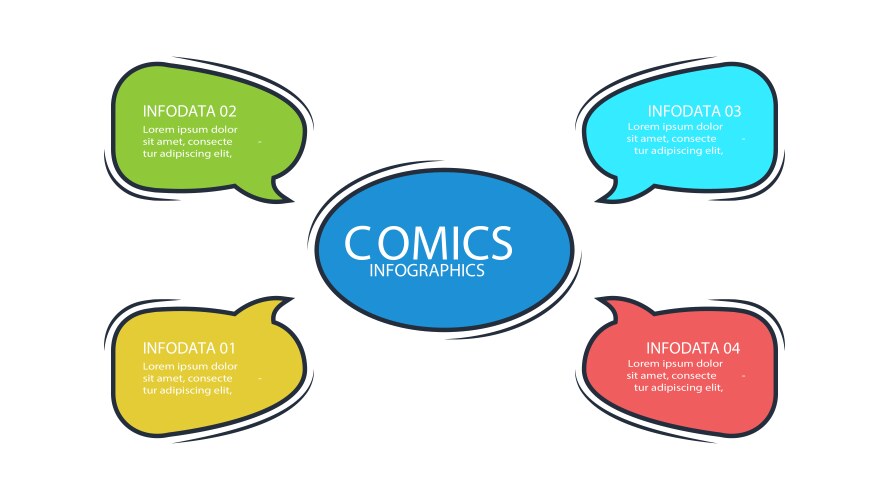 Comics infographic with 4 steps options parts Vector Image