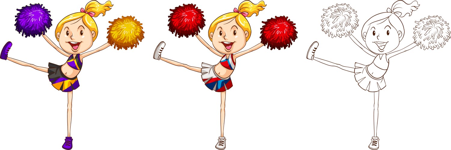 Cheerleader Drawing Sketches Vector Images (over 150)