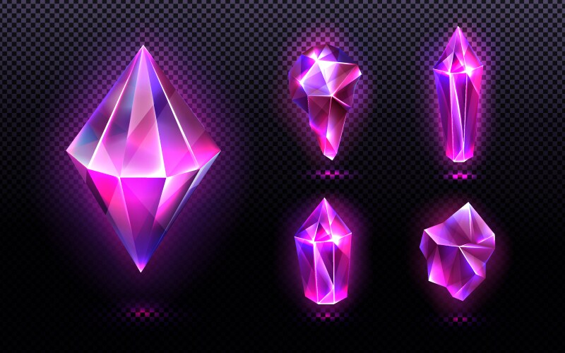 Set of isolated diamonds crystal quartz icons Vector Image