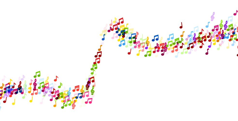 Abstract wave of colorful musical notes Royalty Free Vector