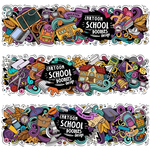 Cartoon cute colorful hand drawn doodles school Vector Image