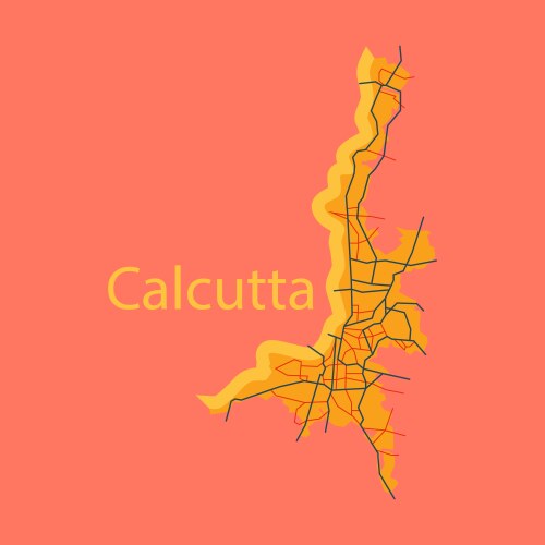 Sticker calcutta map city with borders Royalty Free Vector