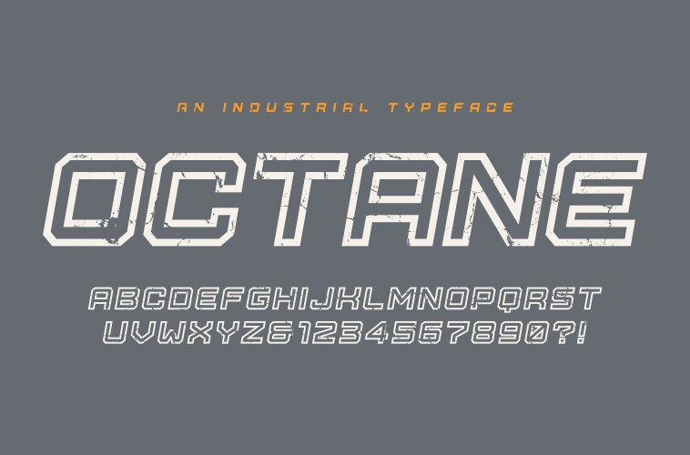 Octane display typeface font alphabet Royalty Free Vector