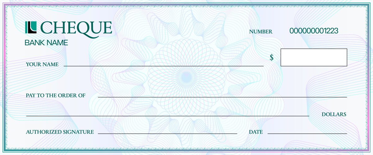 Cheque template with watermark blank bank check Vector Image