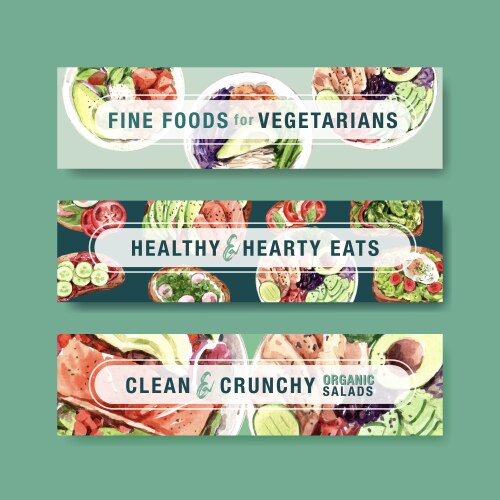 Healthy food banner template design Royalty Free Vector