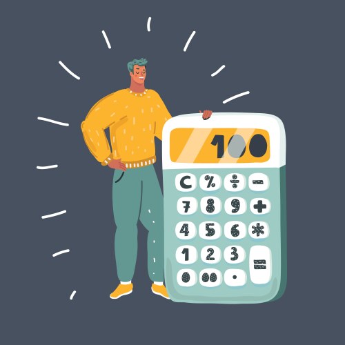 Cartoon calculator man Royalty Free Vector Image