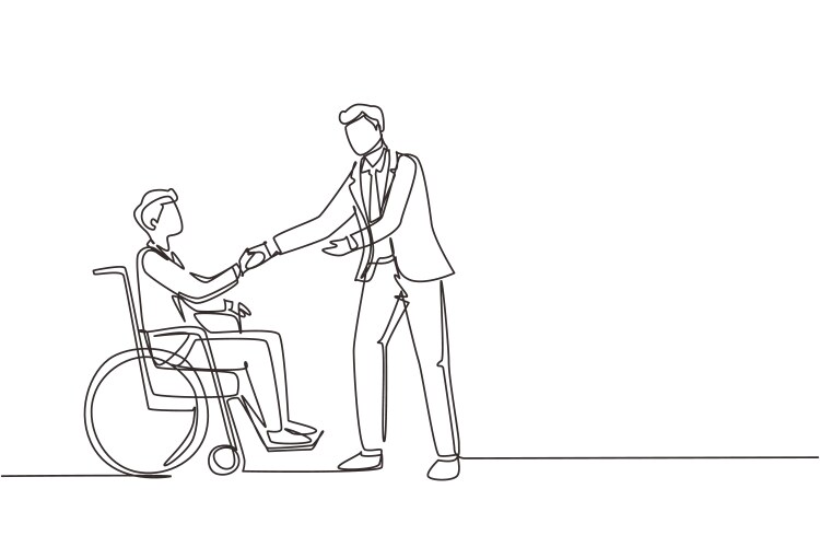 One line drawing male disability runner Royalty Free Vector