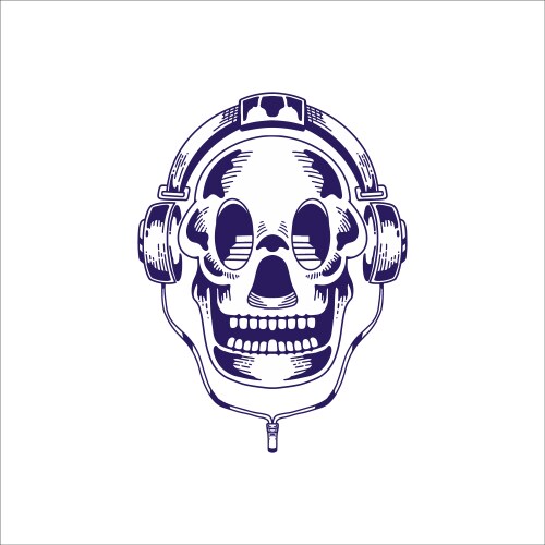 Skull with headphones Royalty Free Vector Image