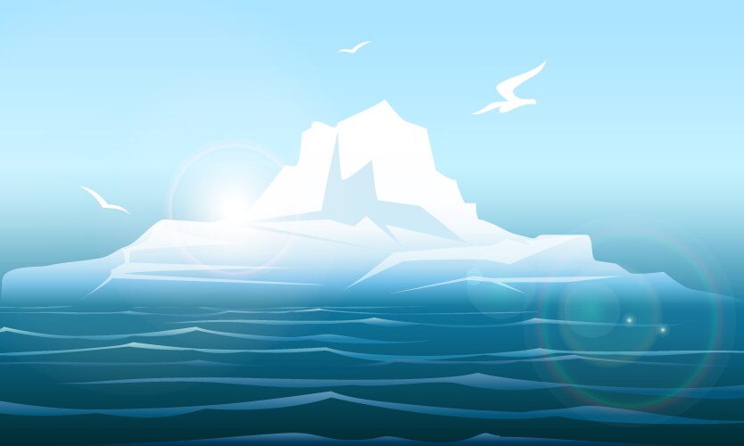 Cartoon arctic iceberg with blue sea winter Vector Image