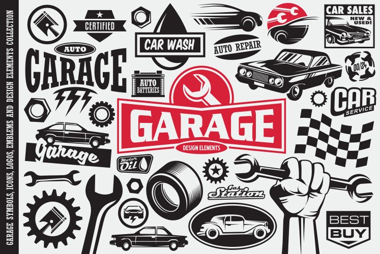 Car repair emblem set Royalty Free Vector Image
