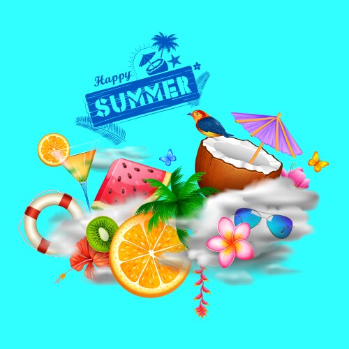 Summer time poster wallpaper for fun party Vector Image