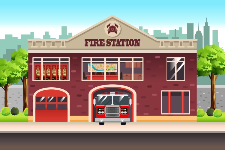 Fire station Royalty Free Vector Image - VectorStock