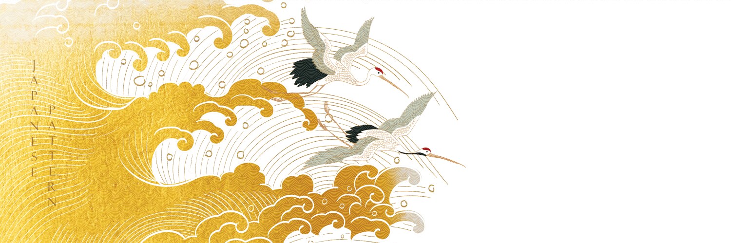 Kimono background with crane and flowers Vector Image