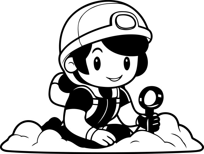 Cute little boy playing in the sand with his Vector Image