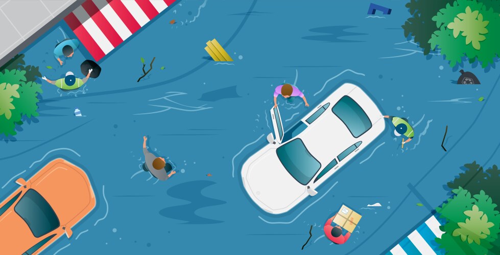 Rain flooded the city Royalty Free Vector Image