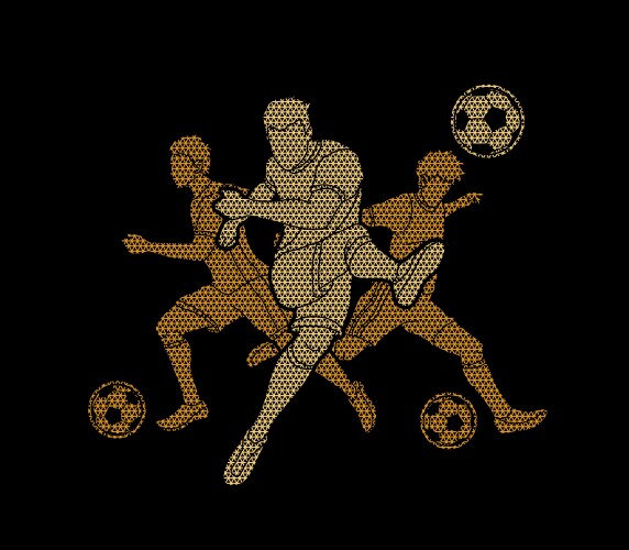 Three soccer player team composition Royalty Free Vector
