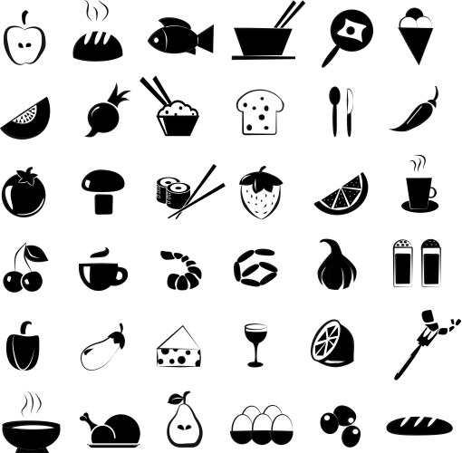 Food icons and elements Royalty Free Vector Image