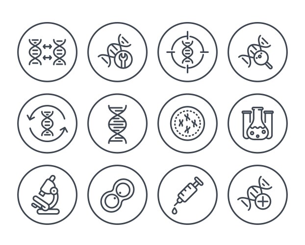 Genetics round with dna line Royalty Free Vector Image