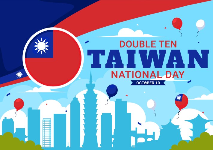 Happy double ten national day on october 10 Vector Image